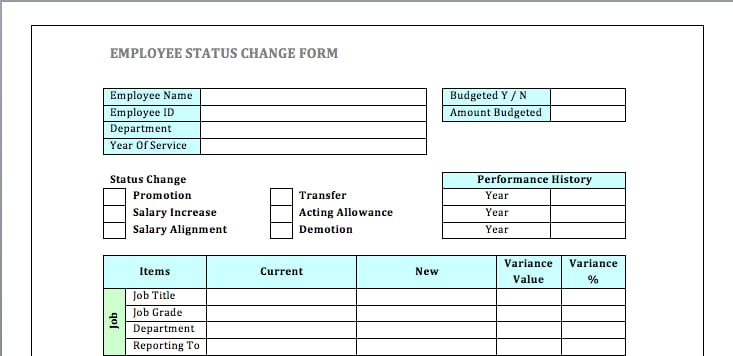 Employee Status Change Forms | Find Word Templates Employee Status Change Forms | Find Word Templates