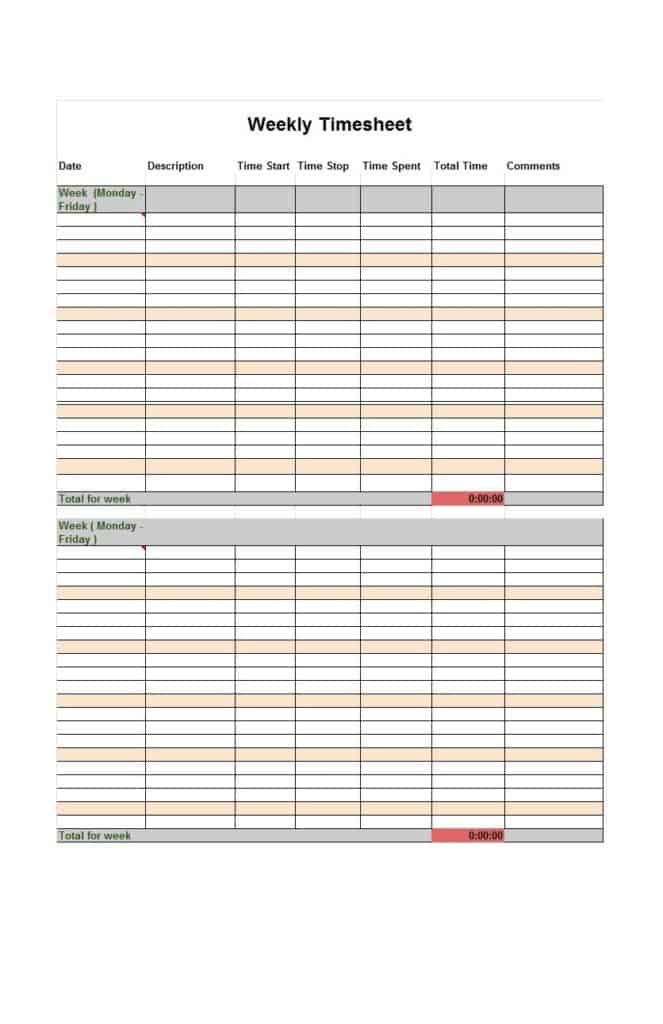 16+ Timesheet Templates Free - Word Excel Fomats