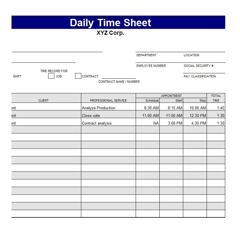 16+ Timesheet Templates Free - Word Excel Fomats
