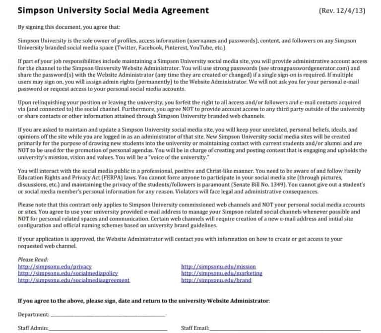 Top 10 FREE Social Media Contract Templates - Word Excel Fomats