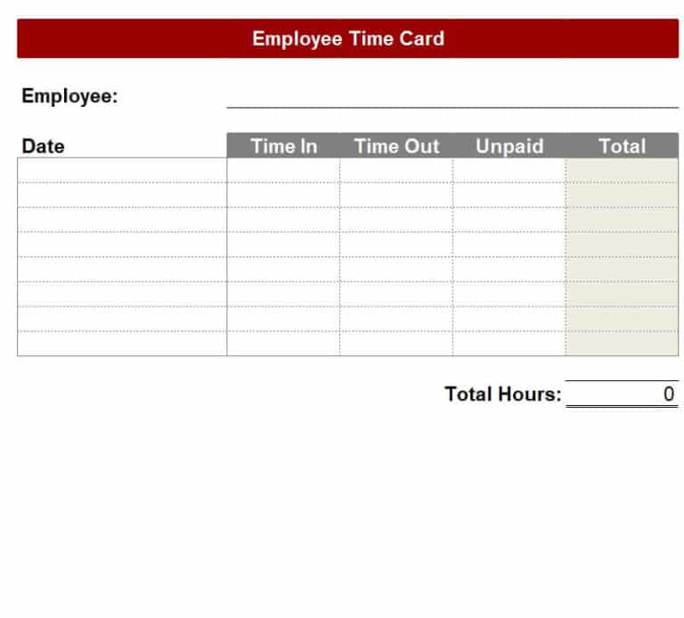 10 Easy To Use Timecard Templates Excel - Word Excel Fomats