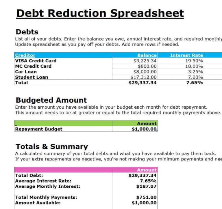 11+ Great Debt Reduction Calculators in Excel - Word Excel Fomats