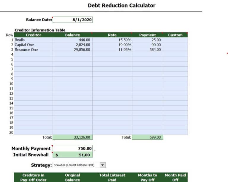 11+ Great Debt Reduction Calculators in Excel - Word Excel Fomats