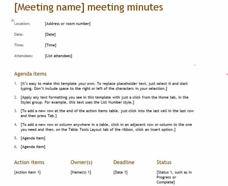 15+ Practical Meeting Minutes Templates Word - Word Excel Fomats