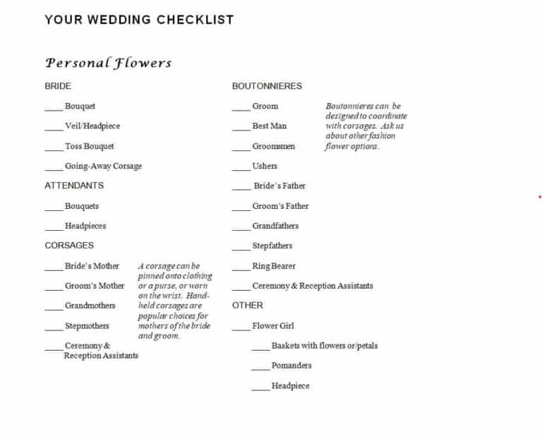 21+ FREE Wedding Checklist Templates [WORD & PDF] - Word Excel Fomats